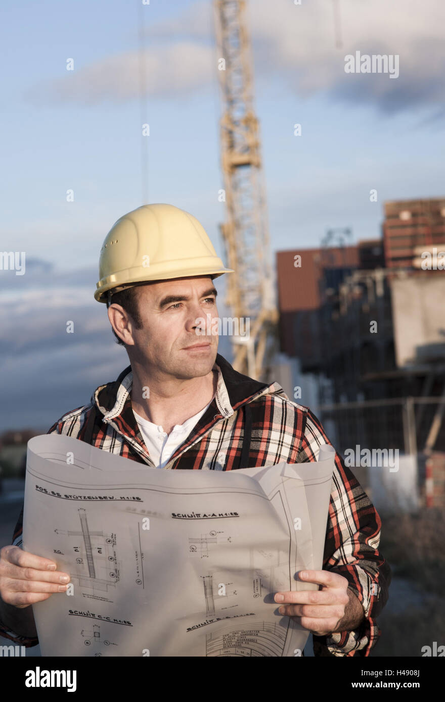 Man with architect's plan Stock Photo - Alamy