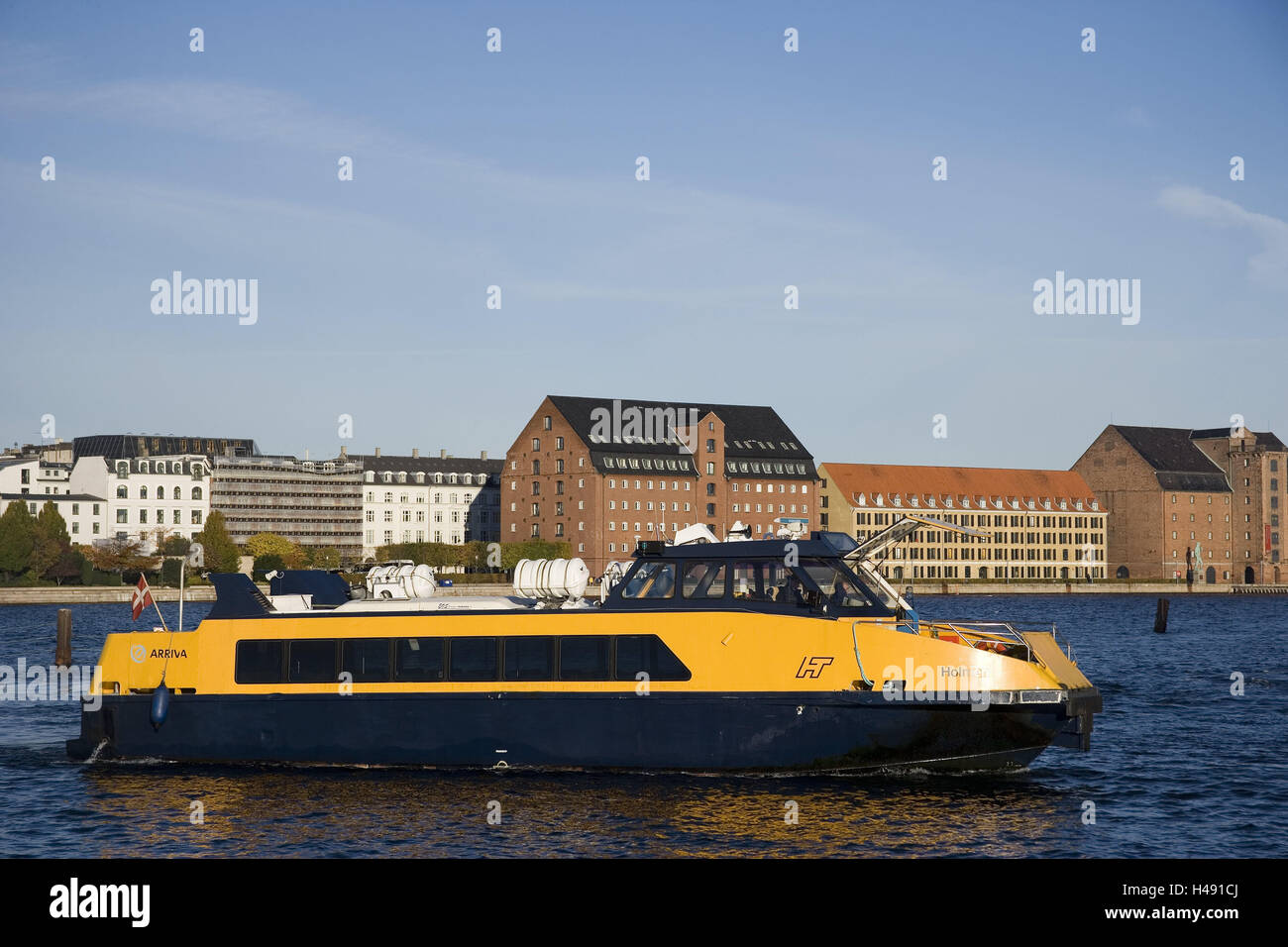 Denmark, Copenhagen, town view, waters, excursion boat, capital, town ...