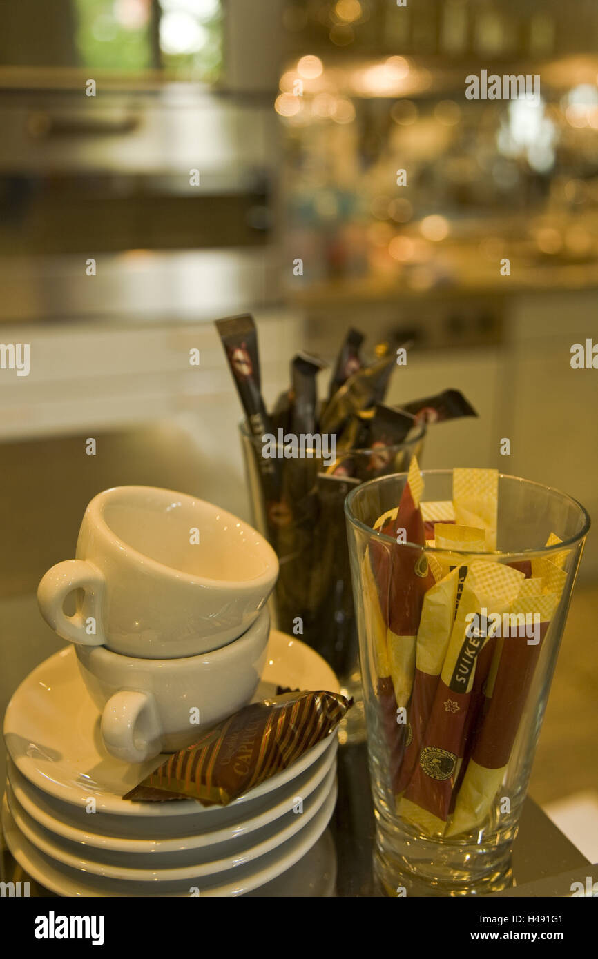 Flat, cuisine, espresso dishes, accessories, medium close-up Stock ...