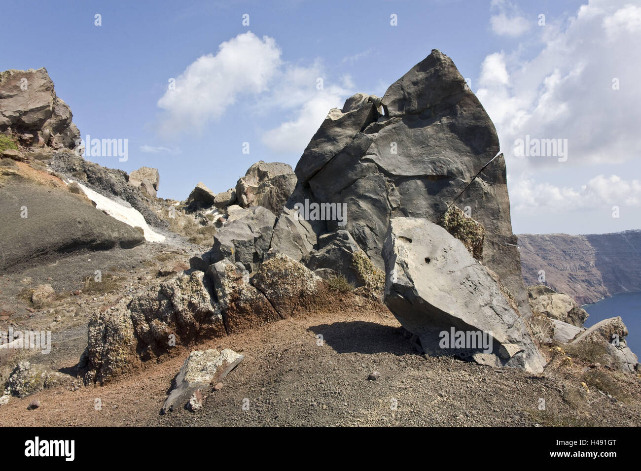 Greece, the Cyclades, island Santorin, crater margin, rock Stock Photo ...