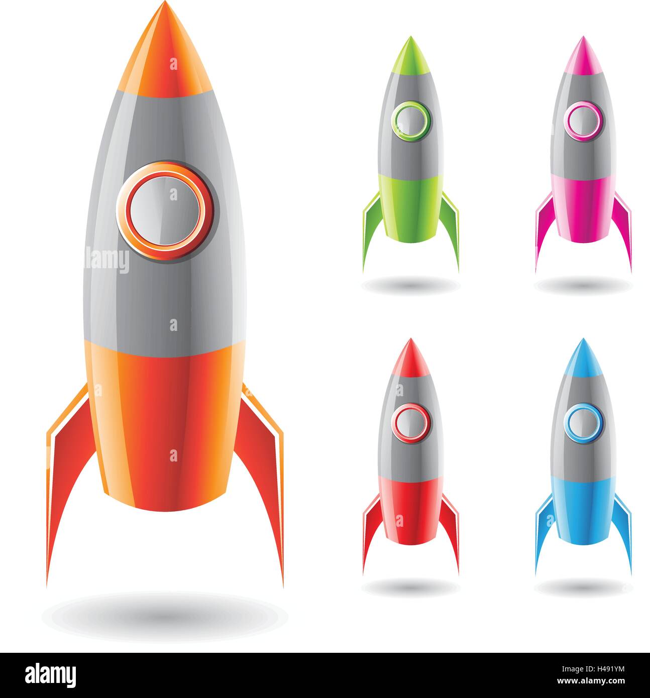 Vector Illustration of Colorful Rockets with Grey Body isolated on a ...
