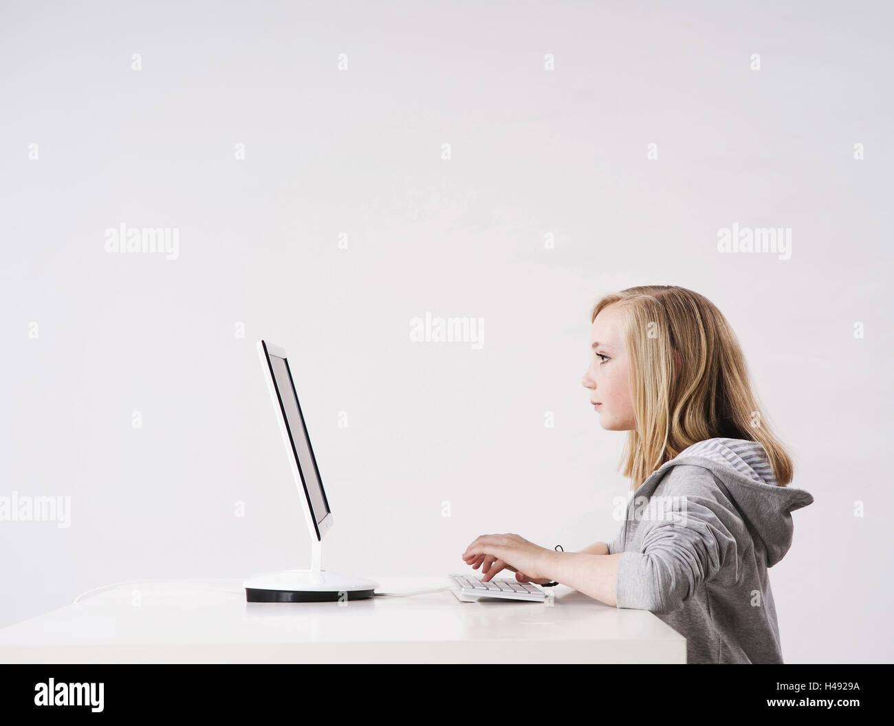 Teenagers, girls, computers, at the side, studio, young persons, Teen ...