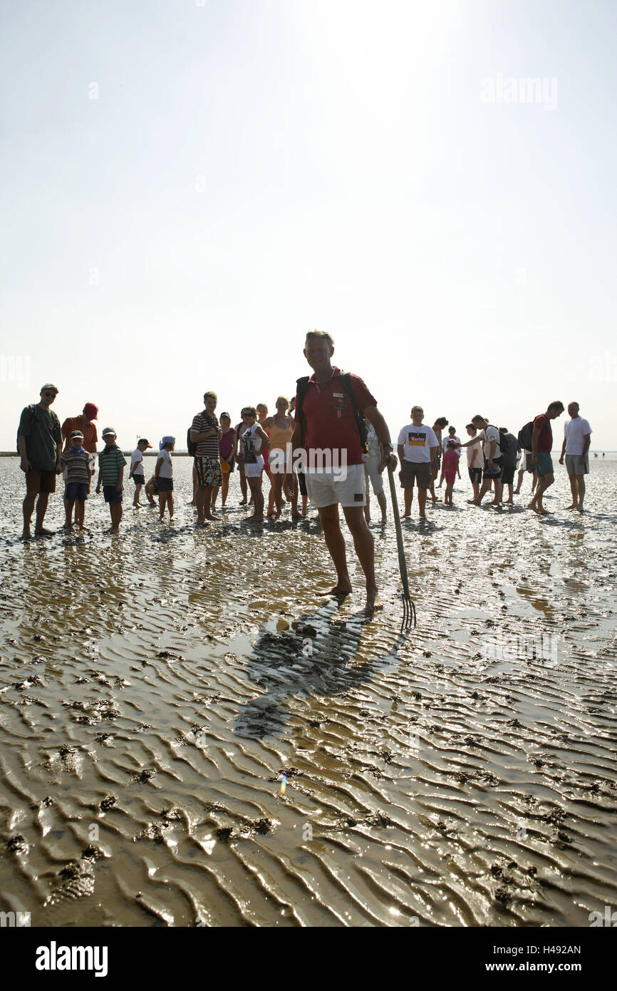 Germany, Butjadingen, the North Sea, watt, tourist, mudflat hiking tour ...