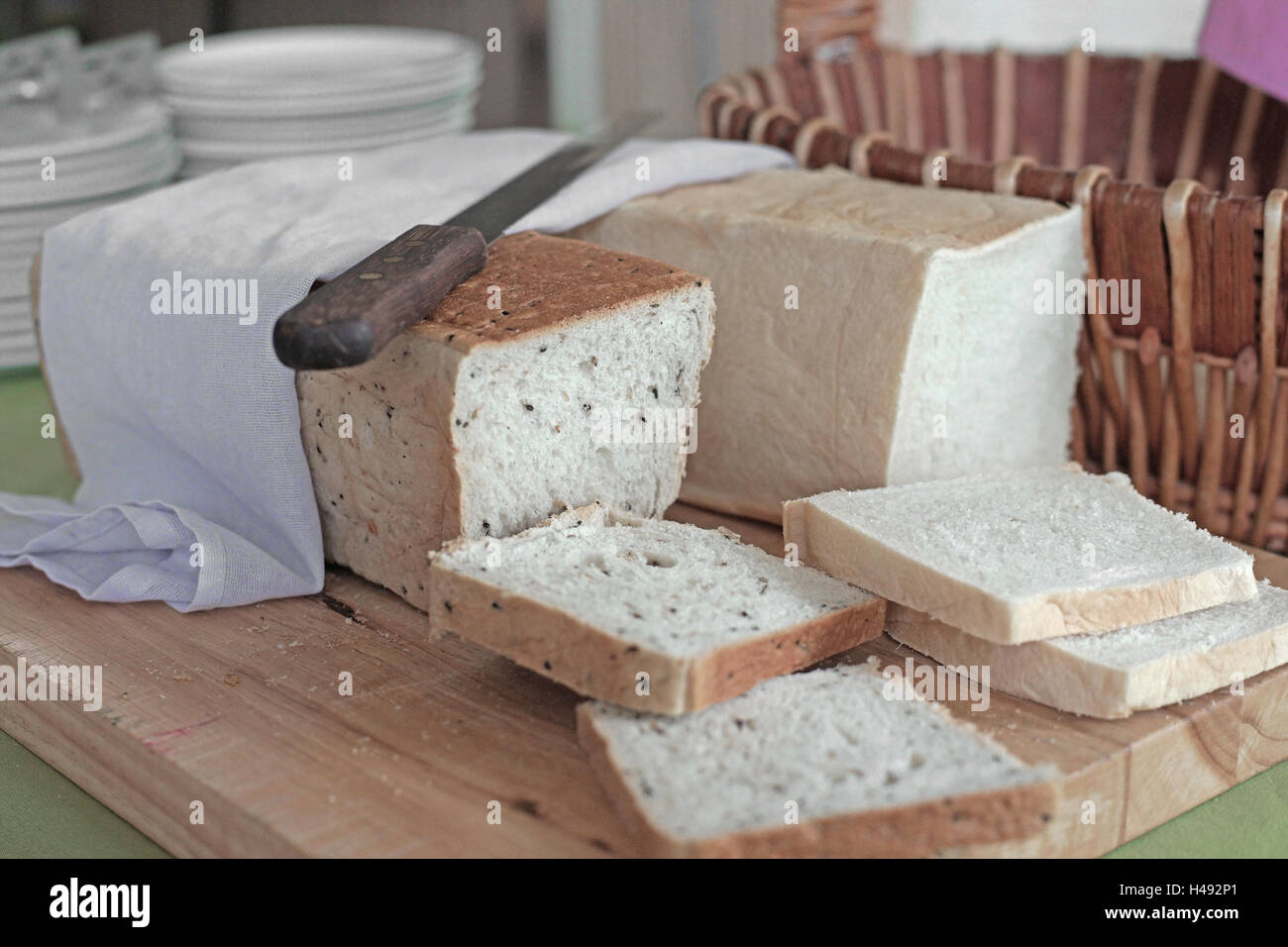 slice toast bread in basket on buffet line Stock Photo - Alamy