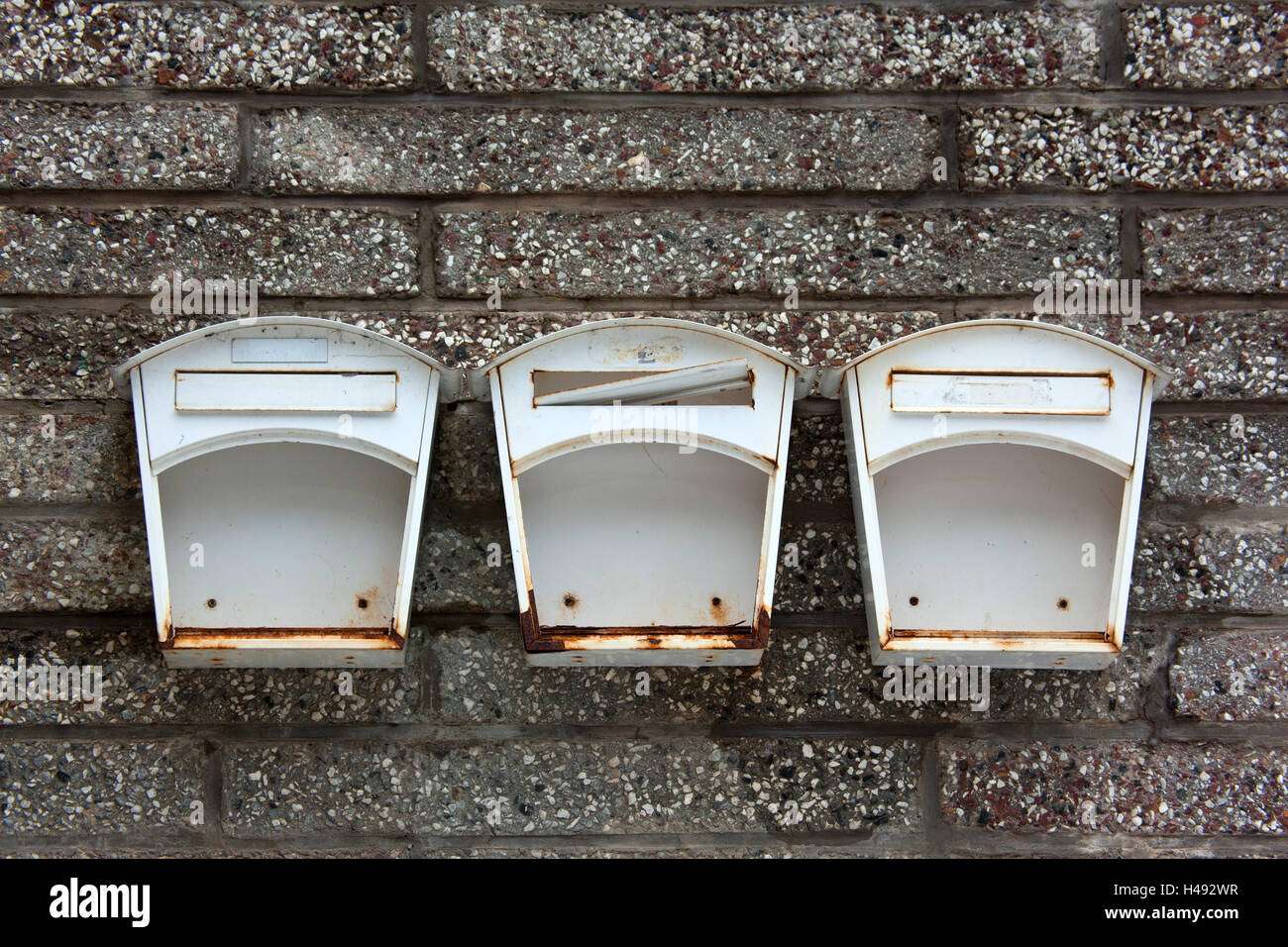 The Baltic Sea, Rügen, Sellin, empty destroyed mailboxes Stock Photo ...