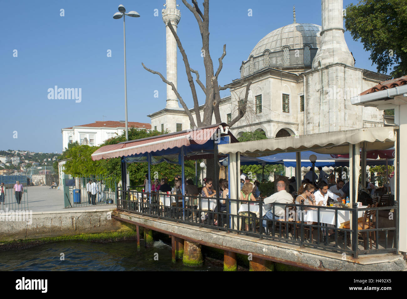 Turkey, Istanbul, Beylerbeyi, pretty place on the shore the Bosporus on ...