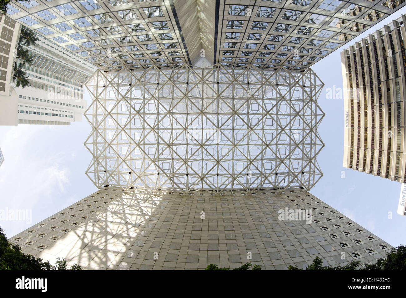 Wachovia Financial Center, view to the sky, fisheye, high rises ...