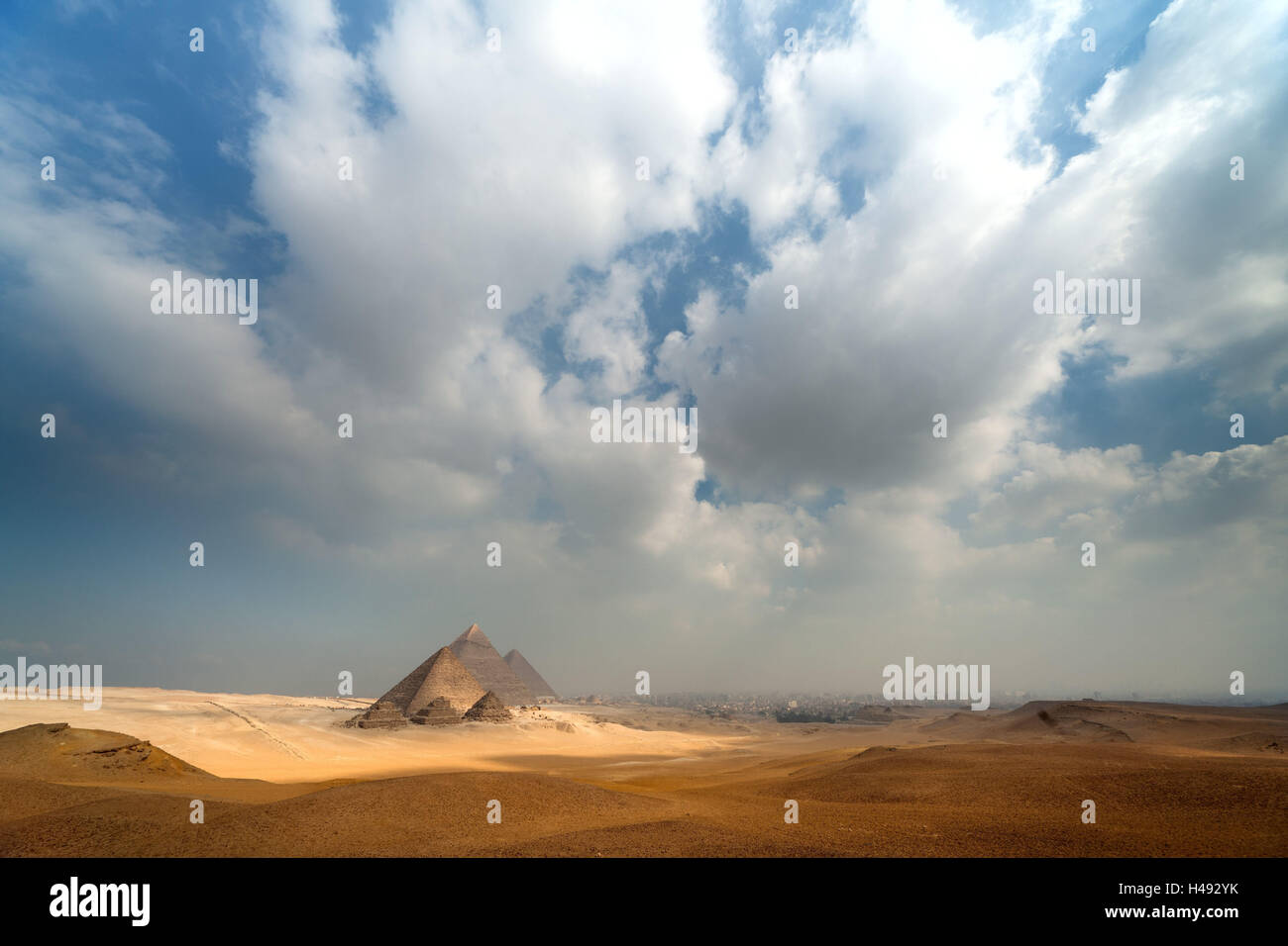 Egypt, Cairo, pyramids of Giza, desert, clouds Stock Photo - Alamy