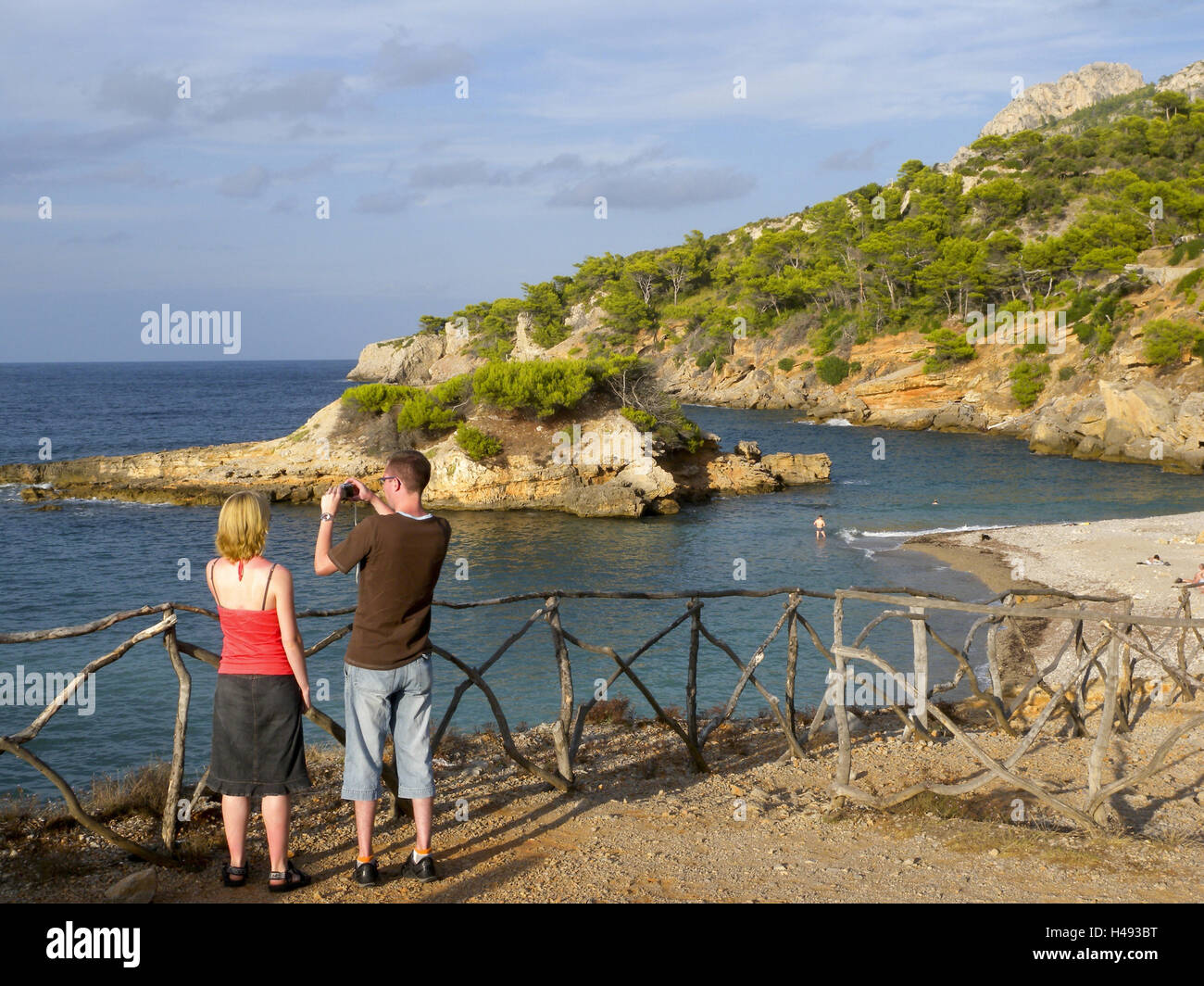 Bath bay on the peninsula Victoria, lookout, tourist, Majorca, Spain ...