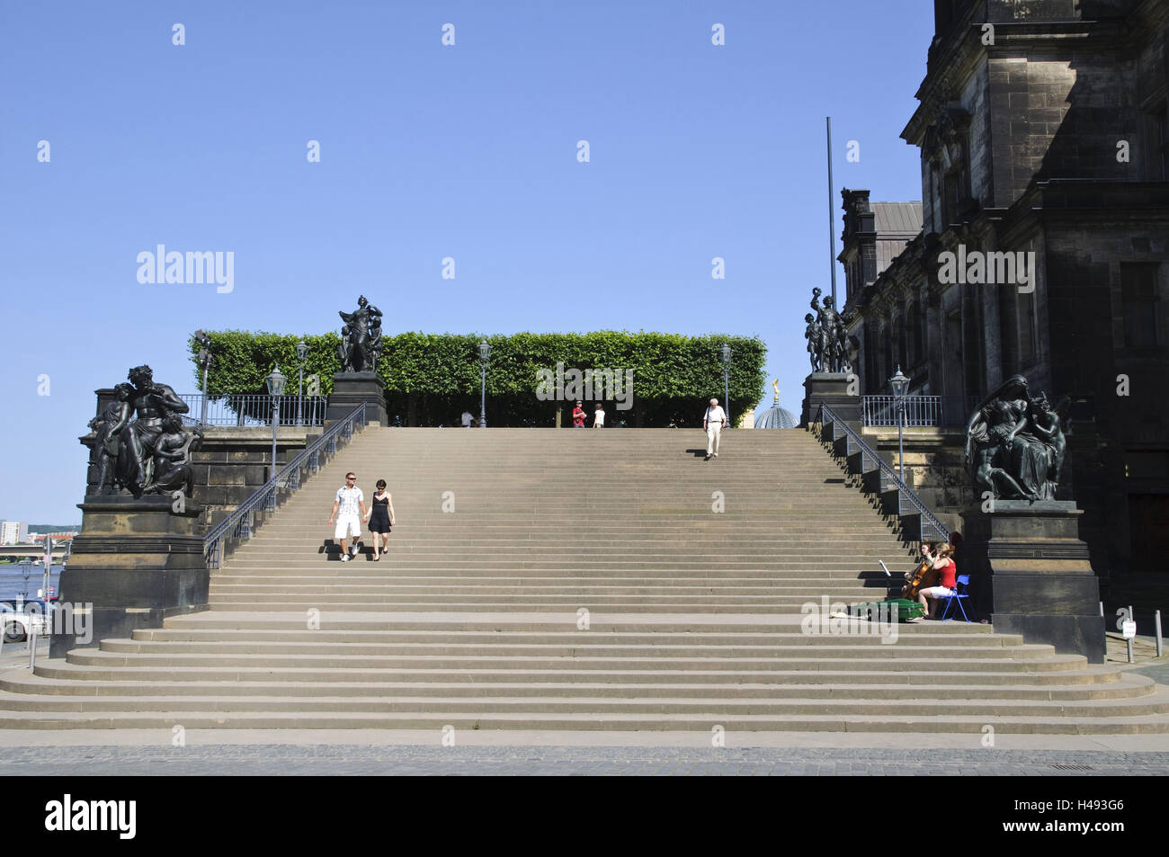 Stairs of the Brühlschen terrace, Dresden, Saxony, Germany Stock Photo ...