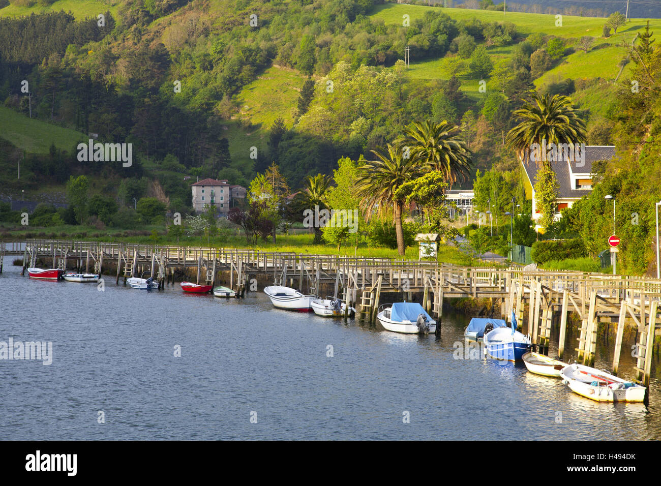 River Deba near the town of Deba, province Guipuzcoa, Basque country ...