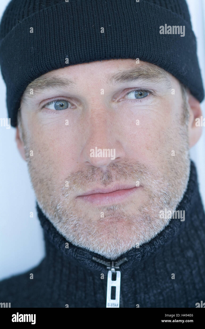 Man, three-day beard, seriously, cap, roll neck, portrait, person, man ...