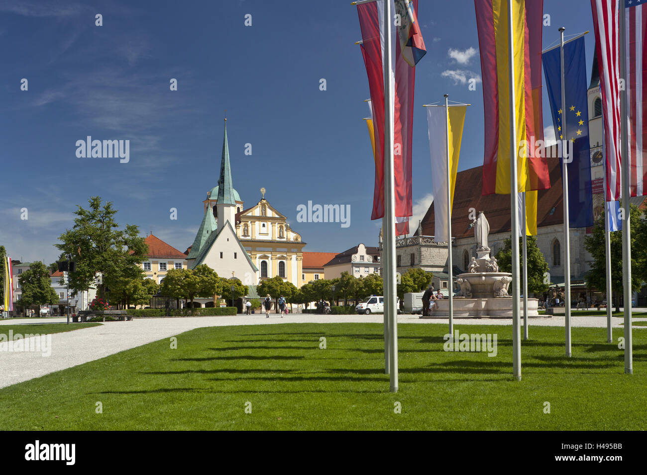 Germany, Upper Bavaria, Altötting, Kapellenplatz (square Stock Photo ...
