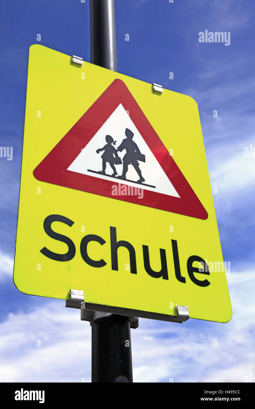 Road sign, Attention children, school, sign Stock Photo - Alamy