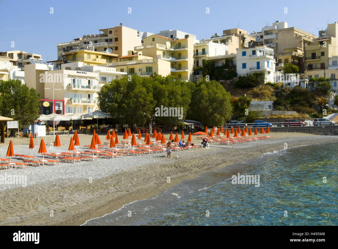Greece, Crete, agio Nikolaos, Kritoplatia Beach, the town beach agio ...