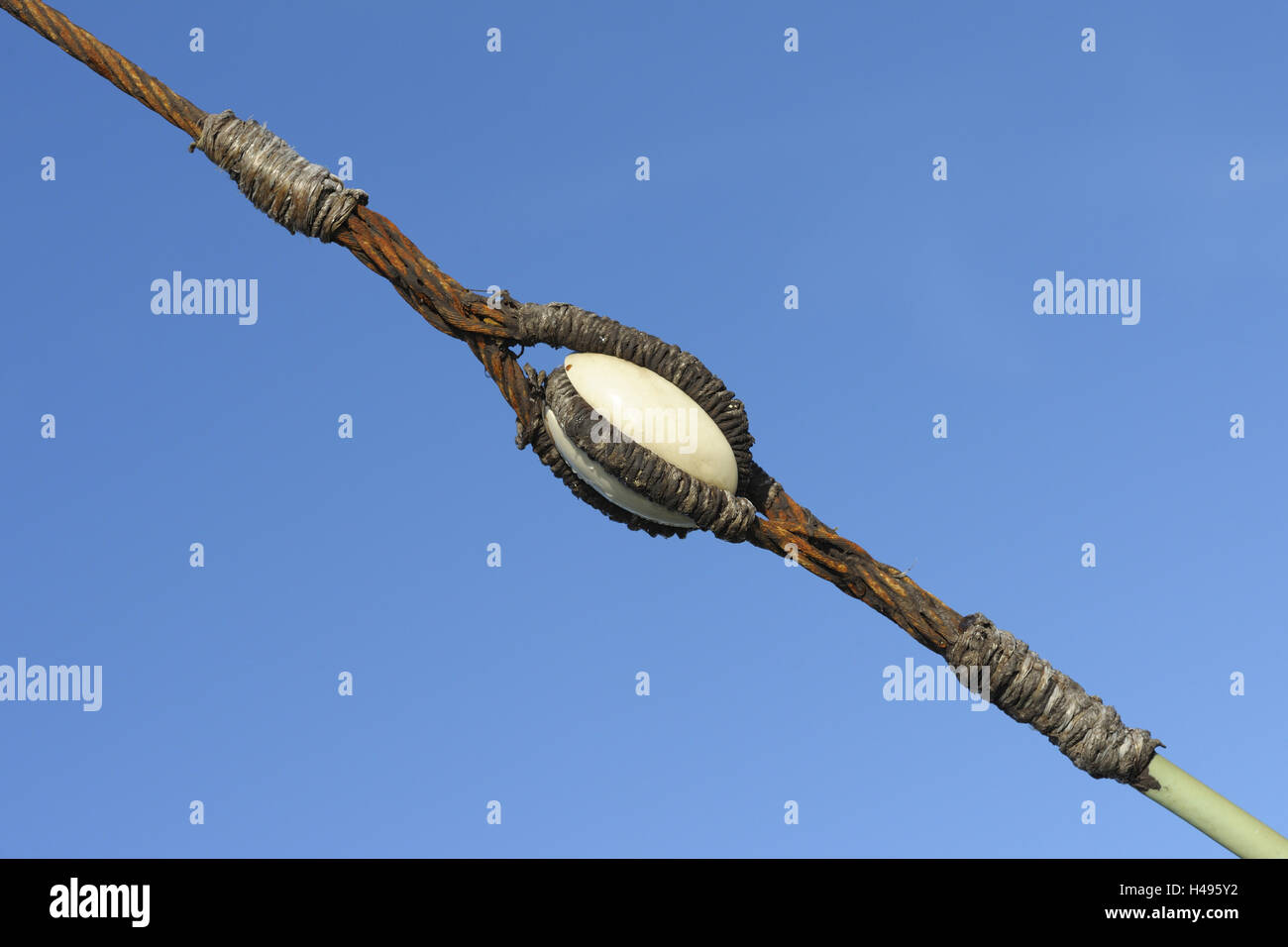 Steel rope, connection, blue background, medium close-up Stock Photo ...