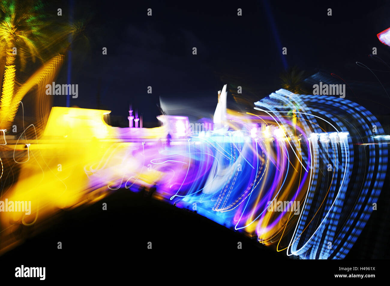 Colourful illumination of Kuwait Square, dynamic version, Sharjah Light ...