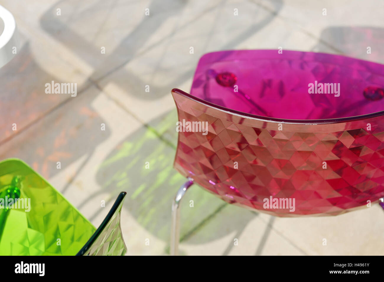 Colourful plastic chairs, Al Qasba, Emirate of Sharjah, United Arab ...