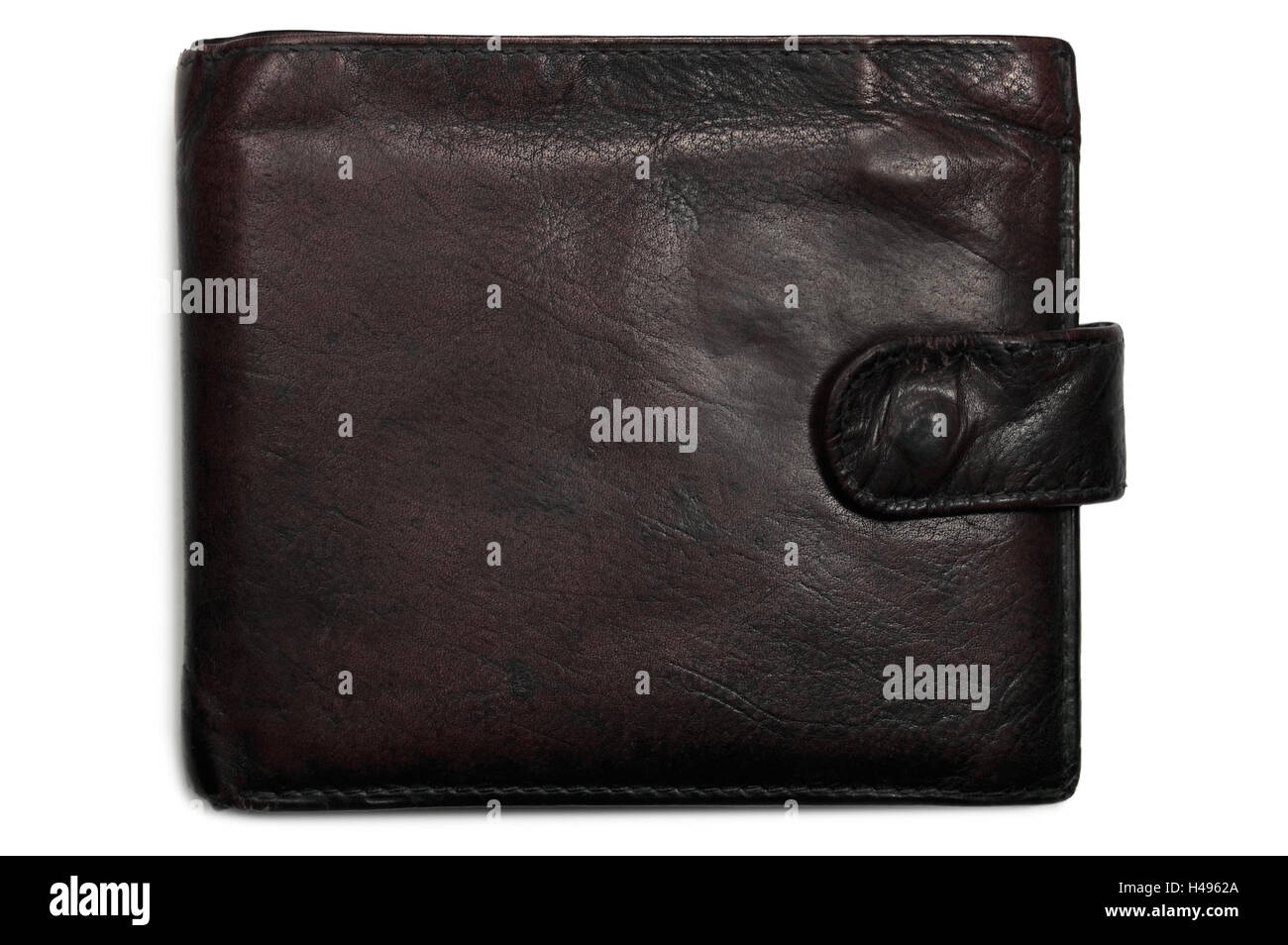 Old aged worn wallet, grungy black reddish brownish grunge leather ...