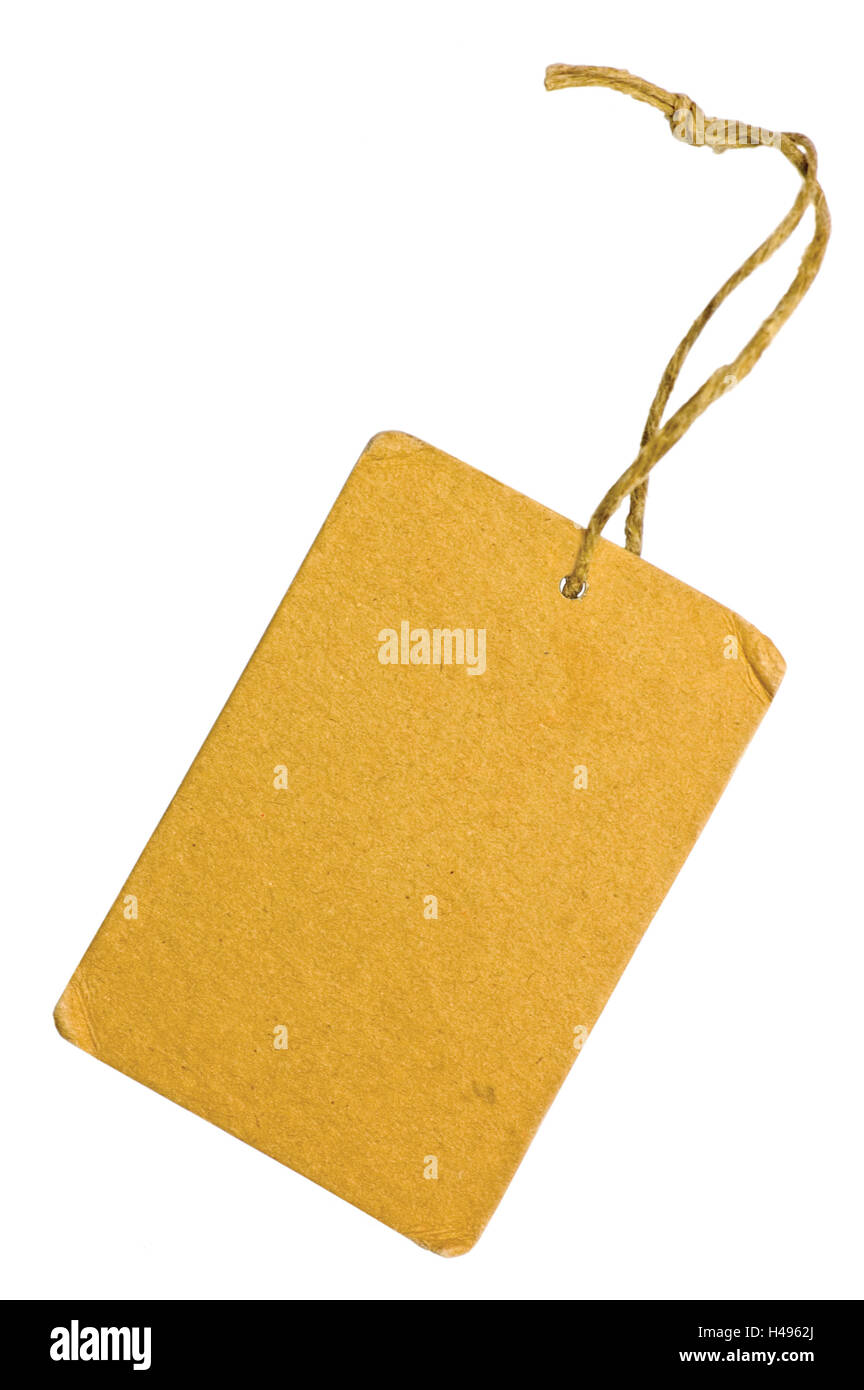 Blank Yellow Grunge Cardboard Sale Tag Label, Isolated Macro Closeup ...