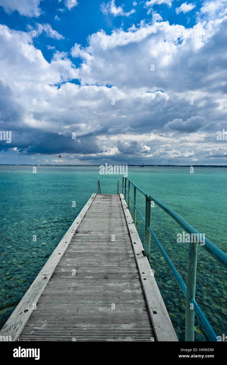 Wooden jetty on the beach close Kiel, the Baltic Sea, Schleswig ...