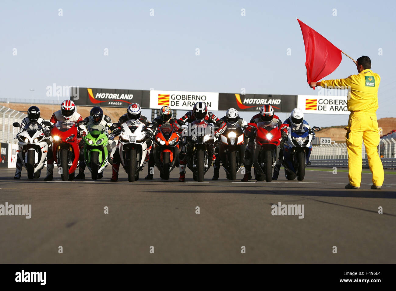 Motorcycle 1000th comparative test, engine country Aragon Spain, race ...