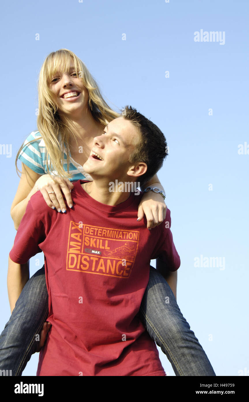 Teenager, couple, happy, pickaback Stock Photo - Alamy