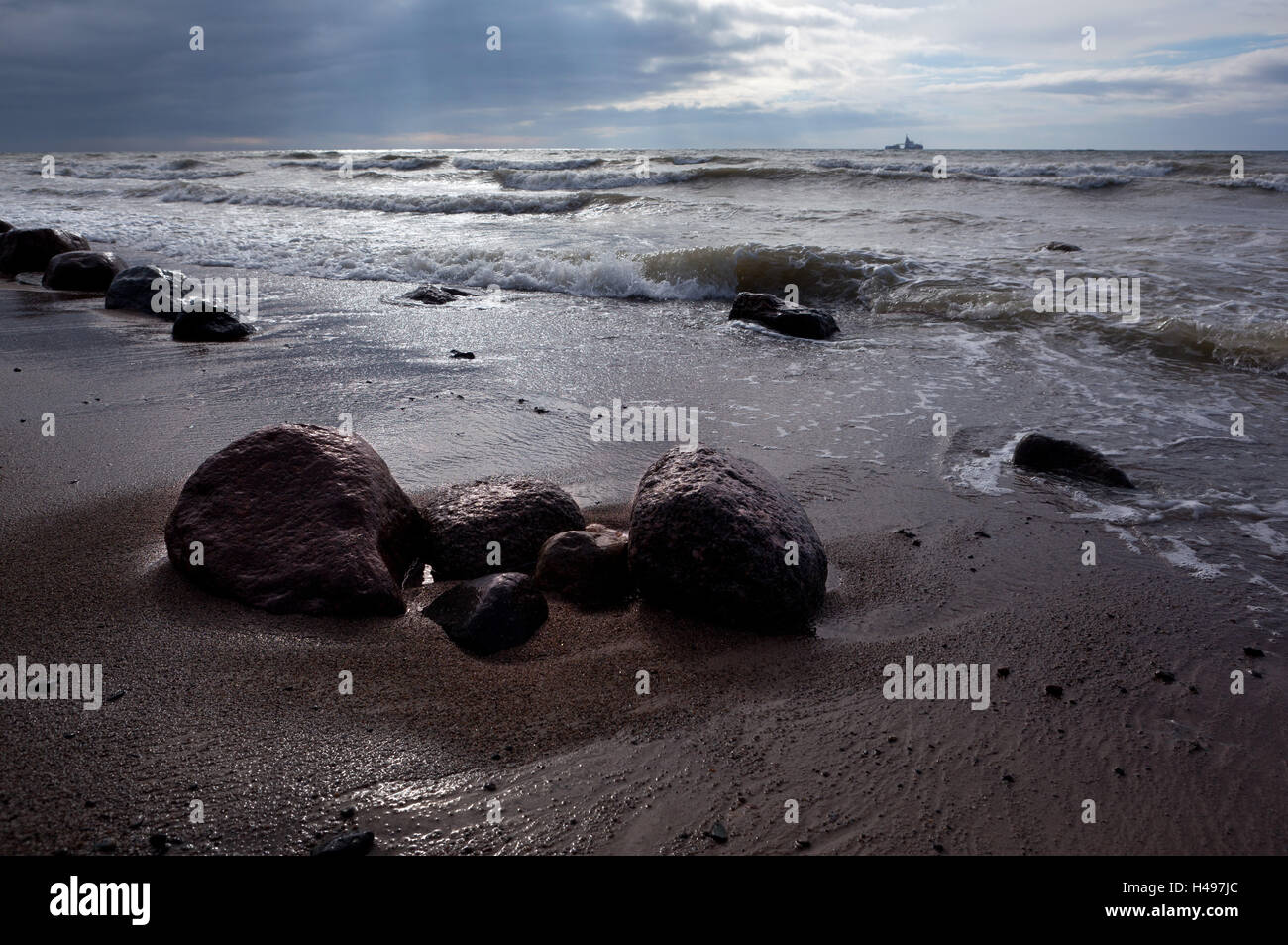 The Baltic Sea, Rügen, stormy atmosphere on the north beach Stock Photo ...