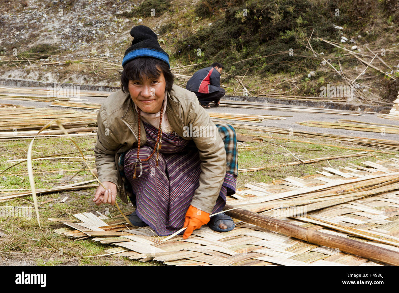 Kingdom of Bhutan, worker beside street Stock Photo - Alamy