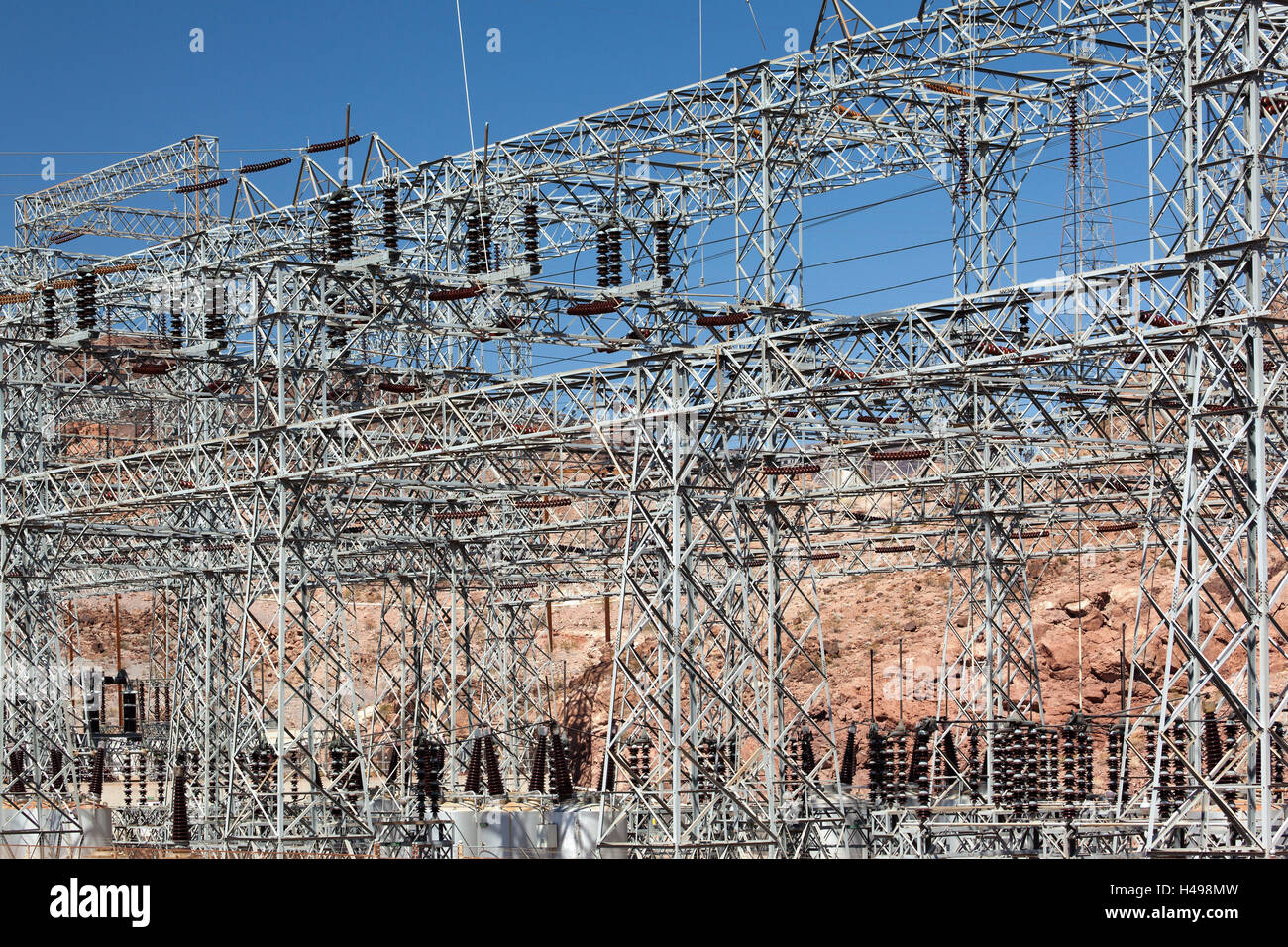 USA, Arizona and Nevada, Hoover Dam, transformer station Stock Photo ...