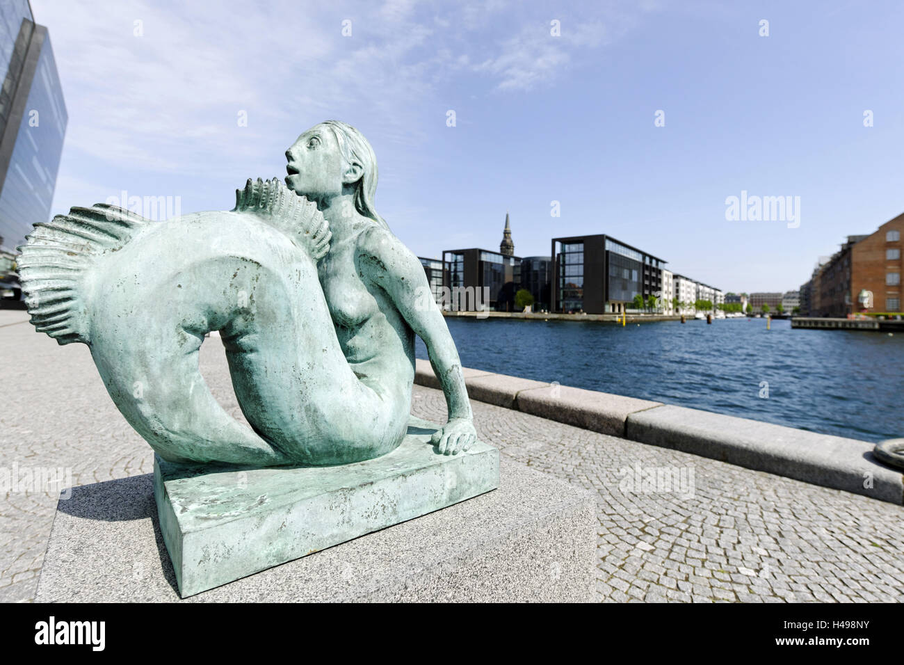 Little mermaid in front of the royal library, district Christianshavn ...