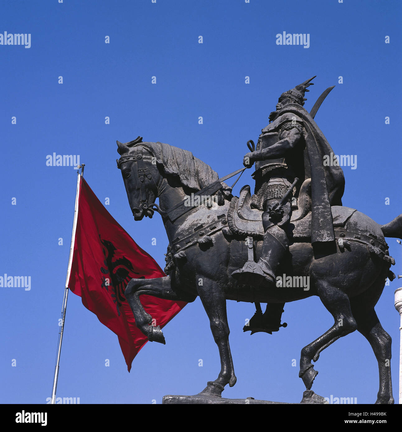 Albania, Tirana, Skanderbeg space, equestrian statue, in 1968, Balkan ...
