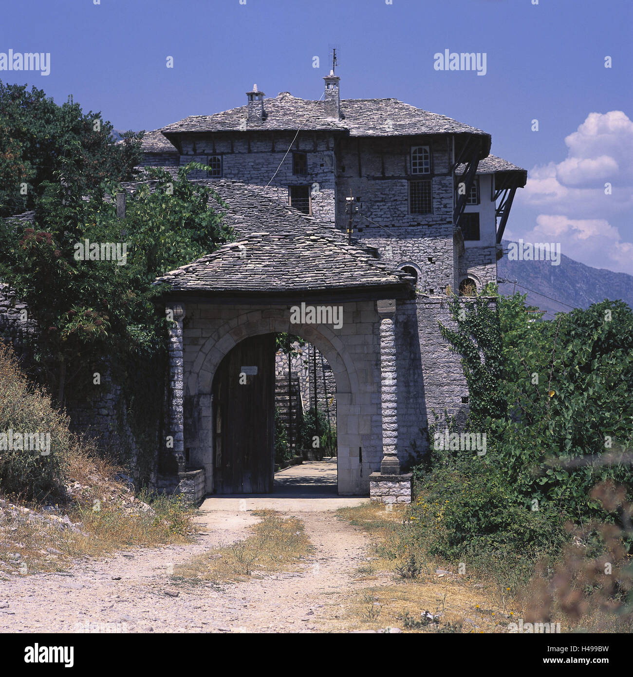 Albania, Gjirokaster, castle, detail, Balkan Peninsula, Drinos valley ...