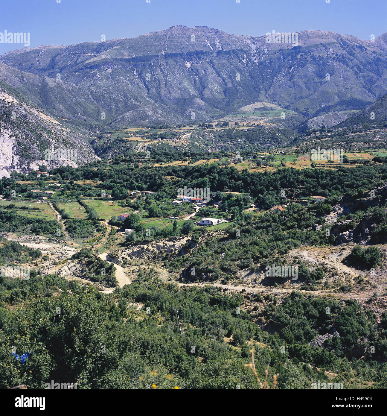 Albania, Llogaraja pass, Dukat, local overview, Balkan Peninsula ...