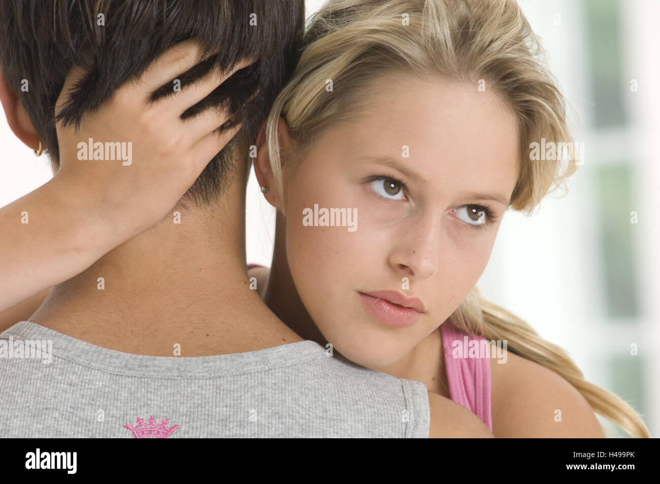 Couple, young, embrace, girls, portrait, fall in love, cropped Stock ...