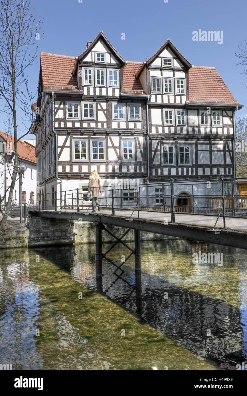 Germany, Thuringia, Erfurt, river Gera, bridge, old town Stock Photo ...