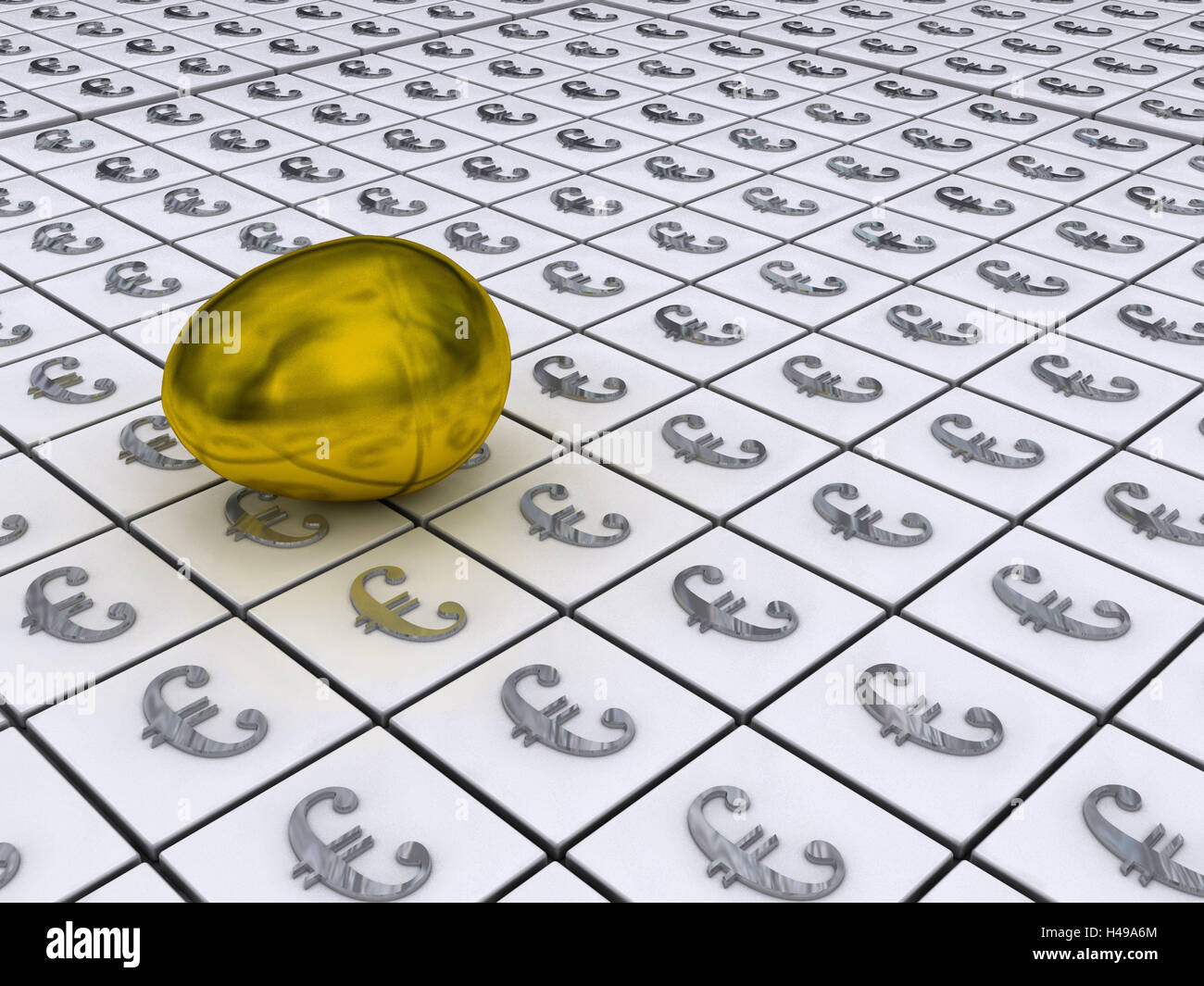 Porcelain tiles, euro-character, golden egg, computer graphics, tiles ...
