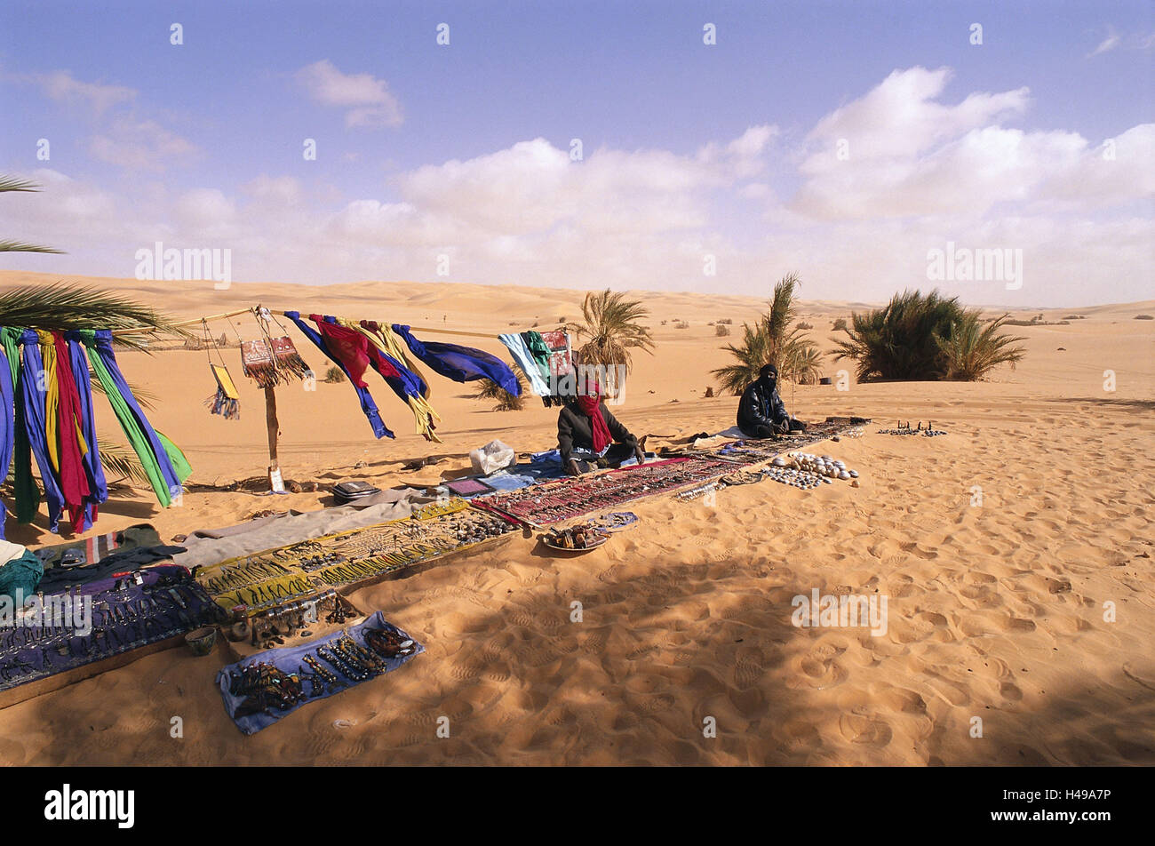 Libya, Mandarasee, wild scenery, souvenir dealer, North, Africa ...