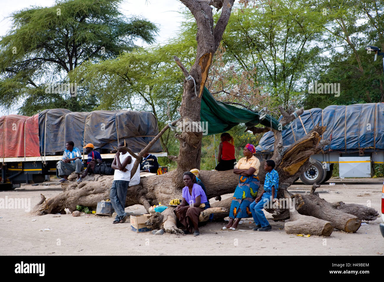 Africa, Namibia, Kasane, border crossing Zambia - Botswana, person ...