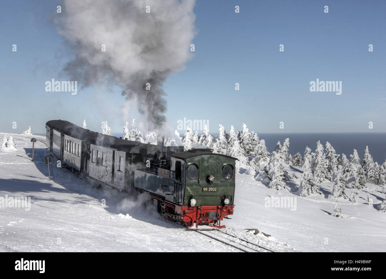 Germany, Saxony-Anhalt, Brocken, Wernigerode, passenger train, steam ...