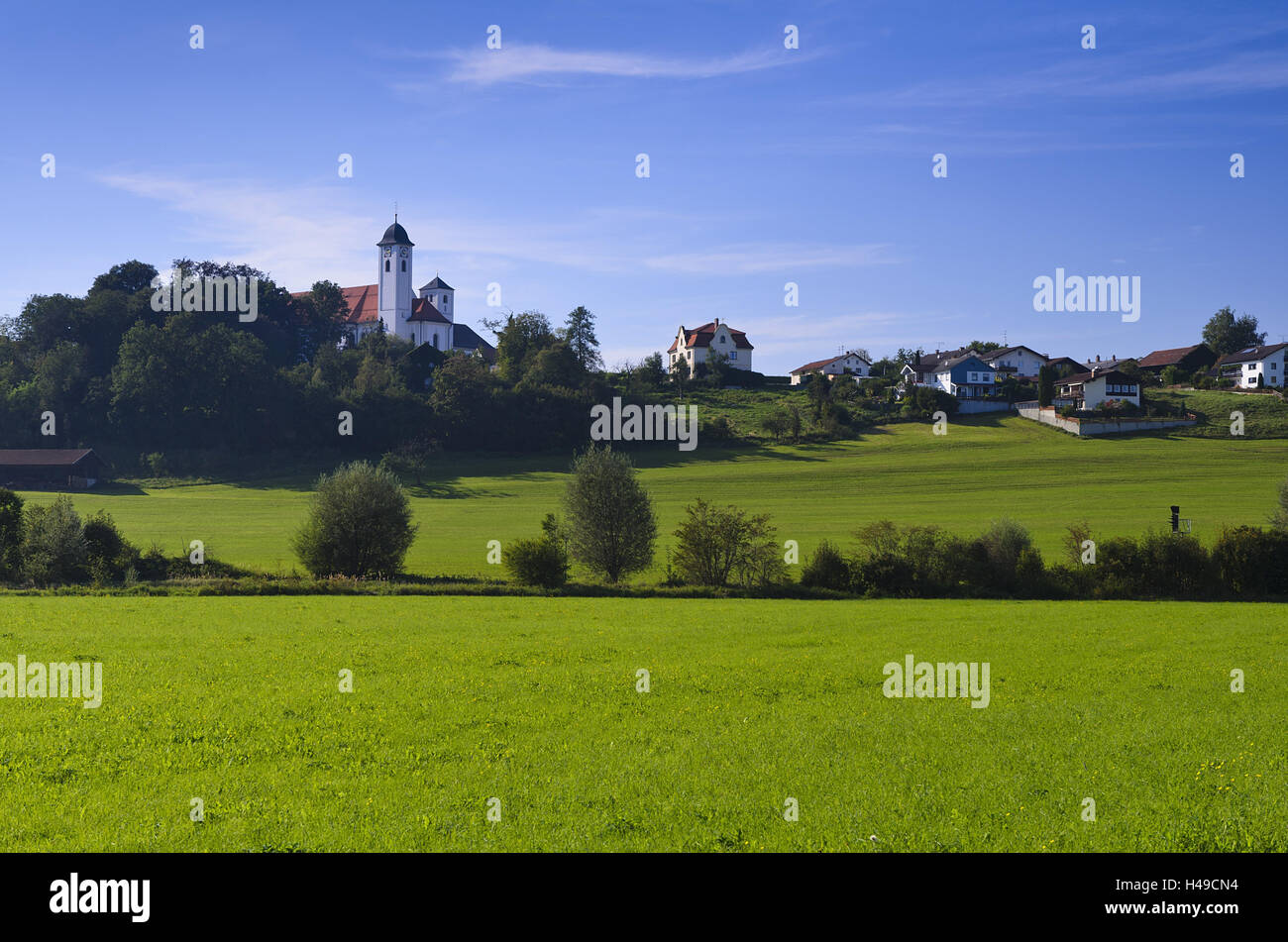 Germany, Bavaria, Upper Bavaria, Inntal (valley), Rott, rococo church ...
