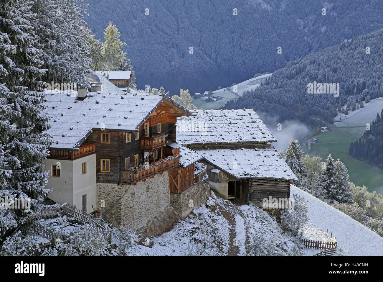 South Tyrolean farm, winter burglary, Italy, scenery, region, South ...