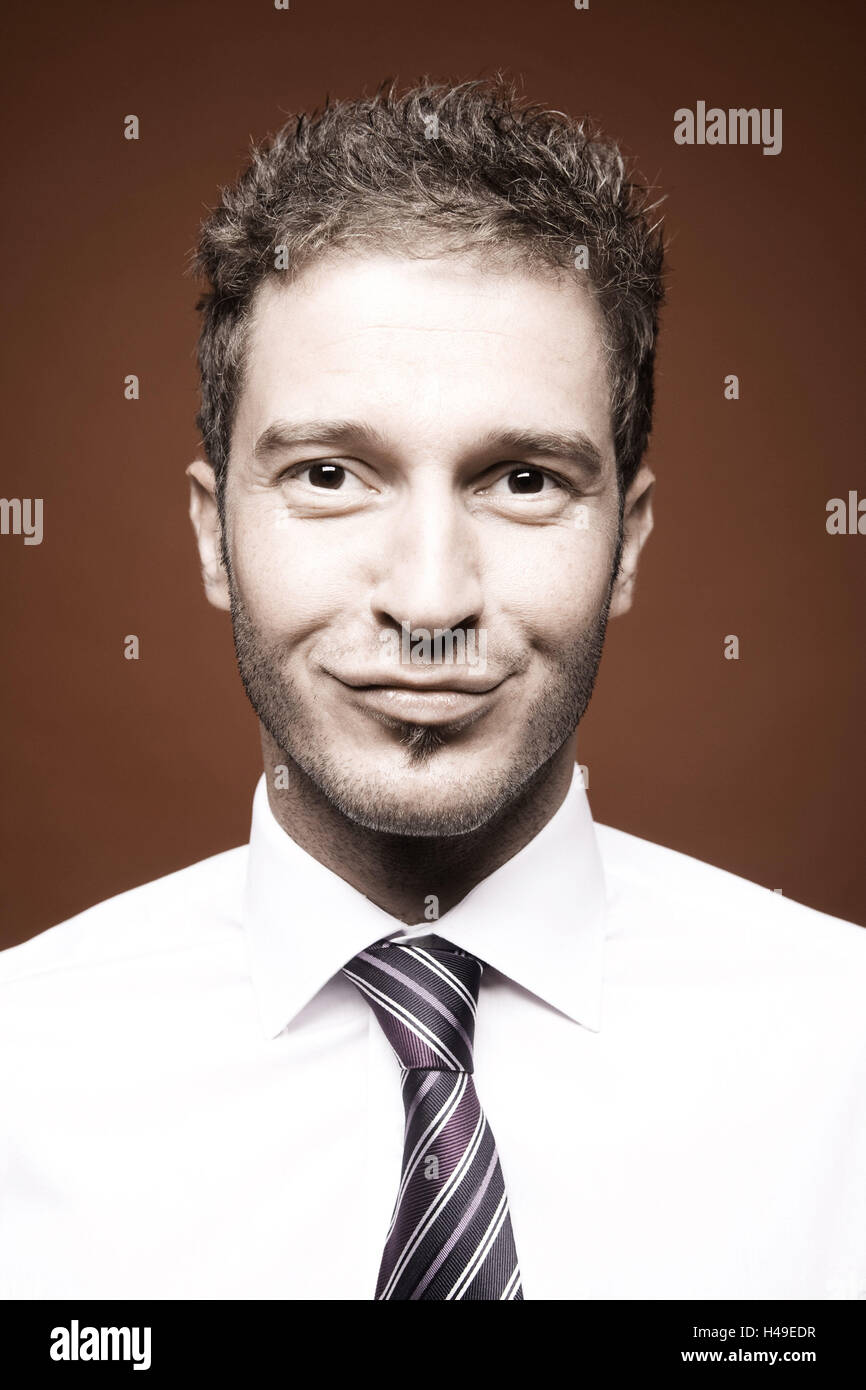 Man, young, smile, portrait, man, 30-40 years, businessman, shirt, tie ...