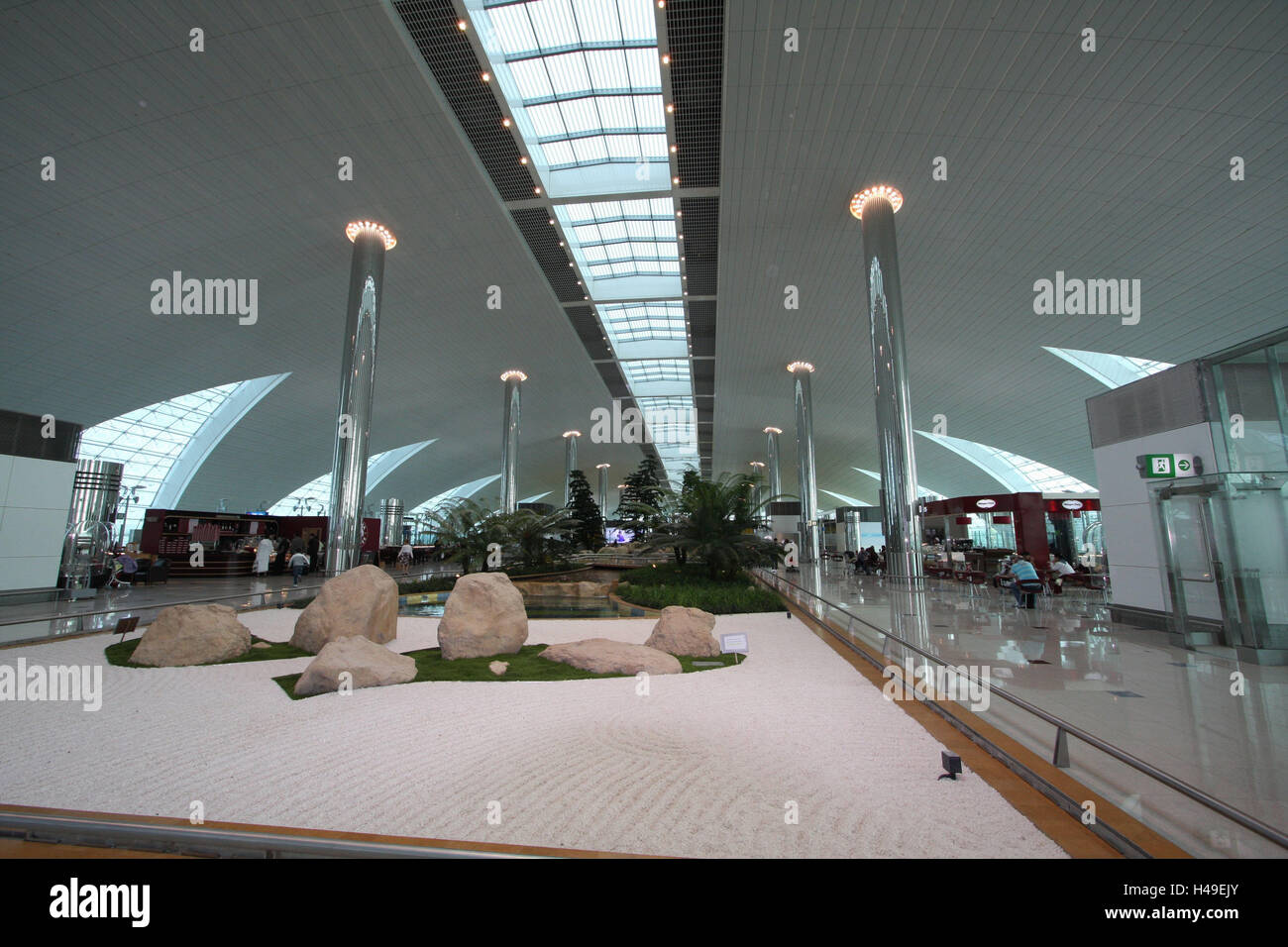 United Arab Emirates, Dubai, airport, terminal, waiting room, town ...