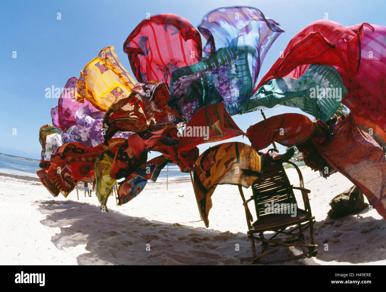 Beach, chair, linen, cloths, brightly, wind, blow Stock Photo - Alamy