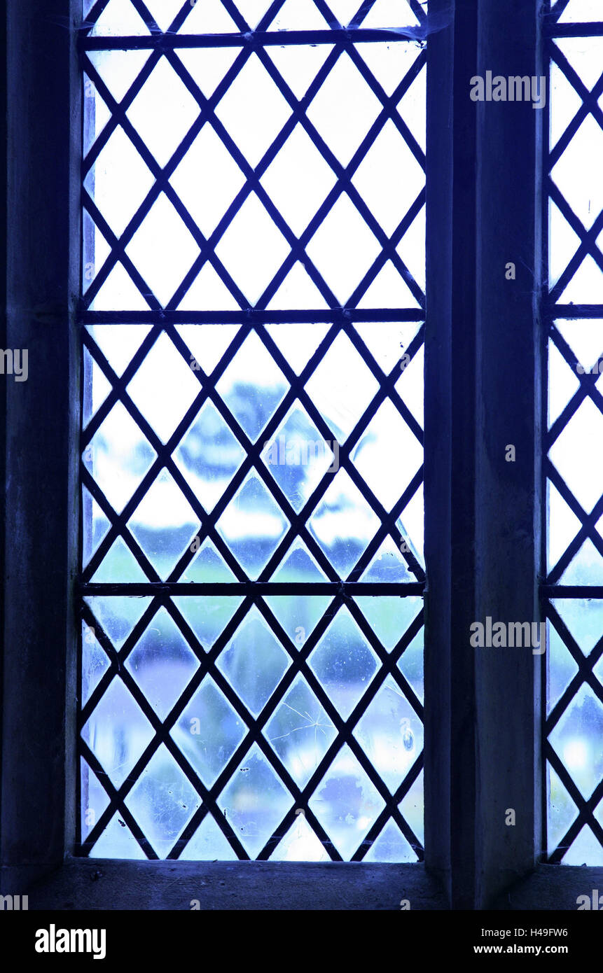 UK, Devon, Ashprington, church window, detail, England, parish church ...