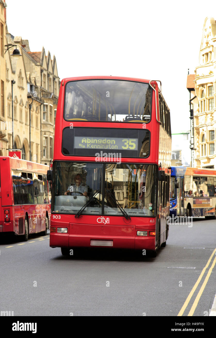 Great Britain, Oxford, street scene, double-decker bus, England, town ...