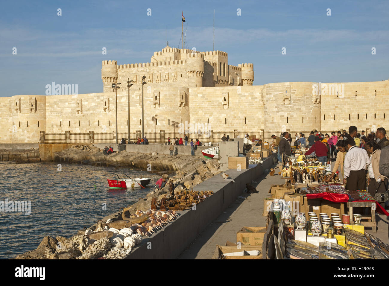 Egypt, Alexandria, fort Kait Bey, flea market in the small harbour ...
