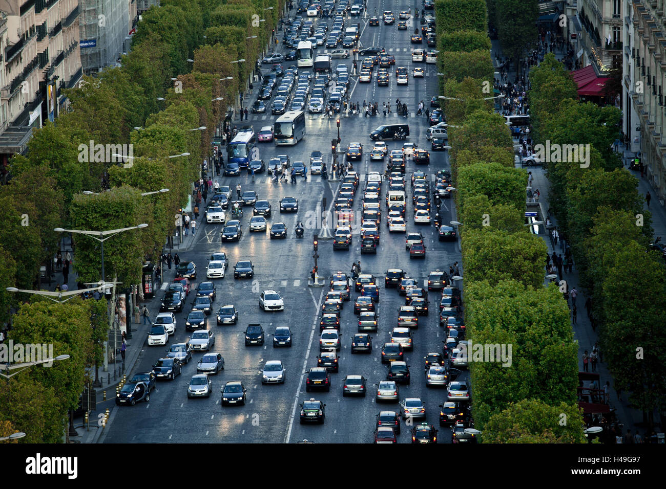 Champs-Elysees, traffic, overview, Paris, France Stock Photo - Alamy