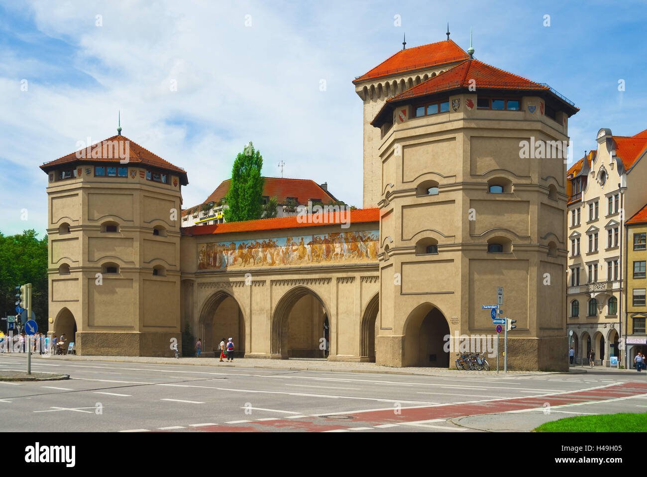Germany, Bavaria, Munich, Isar goal, street, Old Town, South Germany ...